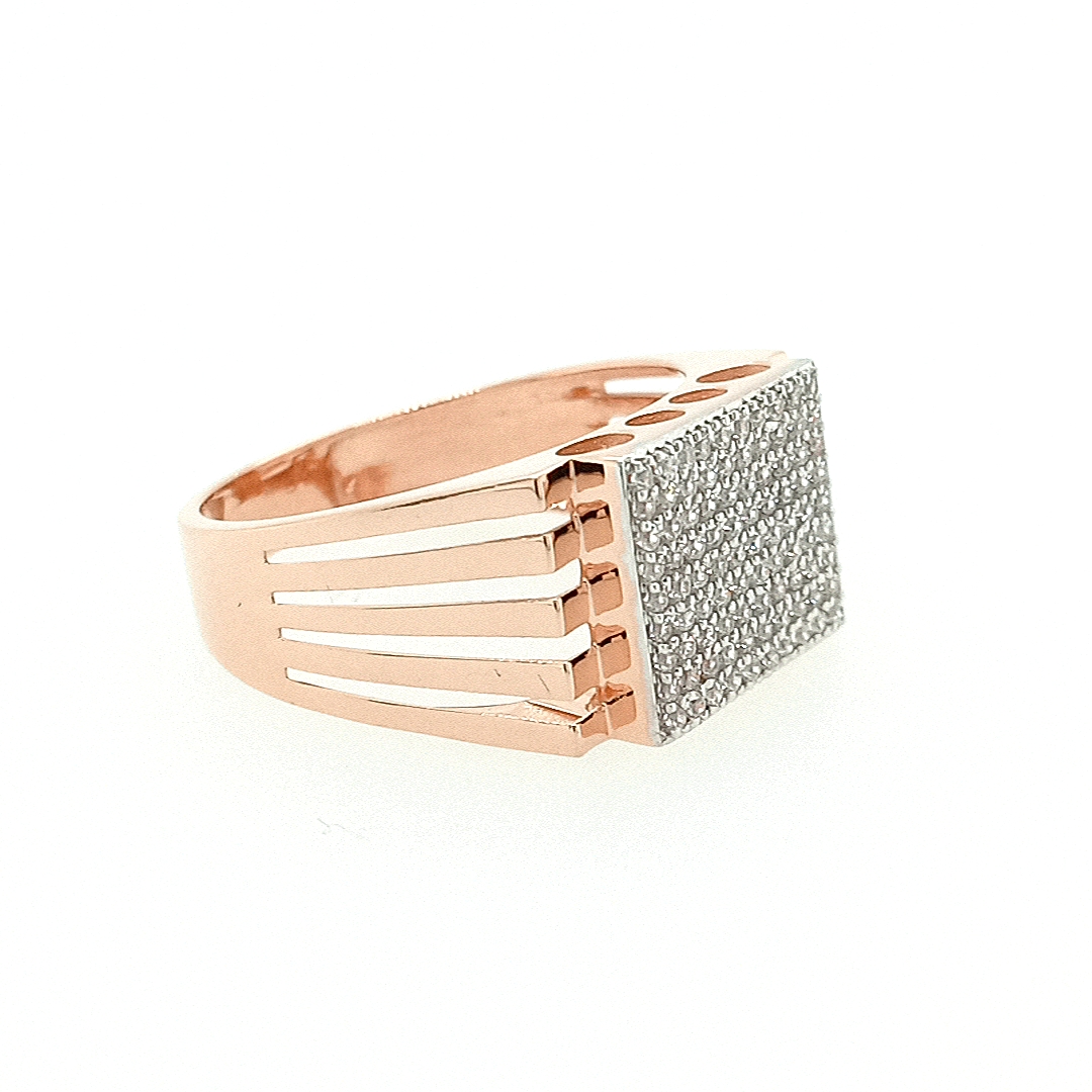 18KT Designer strip cnc mens AD ring - HAPPY GEMS AND JEWELLERS